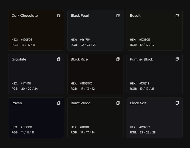 Black Alt Color Palette